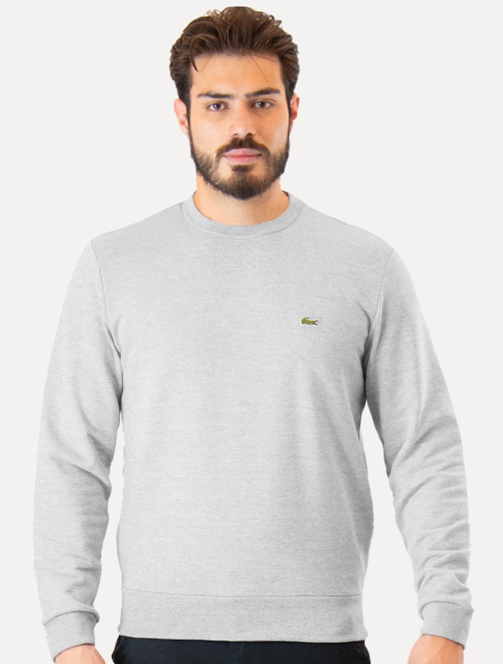 Moletom Lacoste Masculino Crewneck Croco Cinza Mescla | Secret Outlet