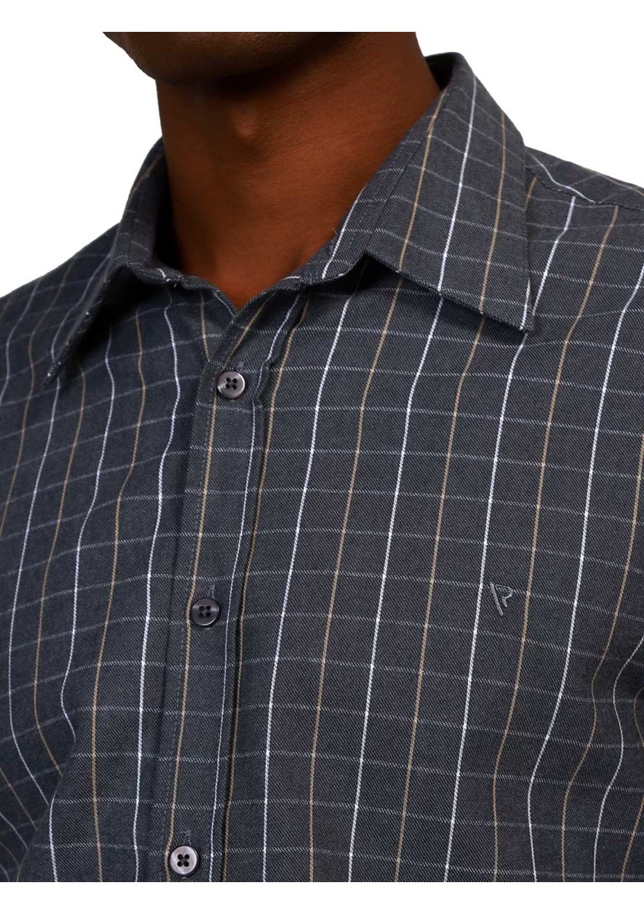 Camisa VR Masculina Casual Flanela Xadrez Light Logo Cinza Mescla ...