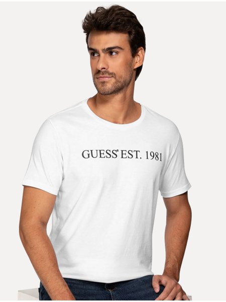 Camiseta Guess Masculina Est 1981 Relevo Branca | Secret Outlet