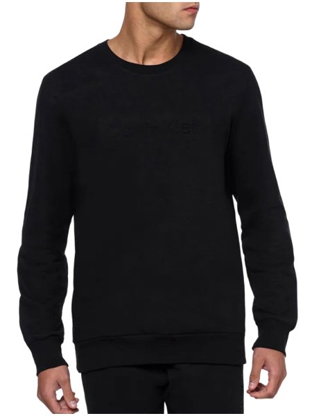 Moletom Calvin Klein Crewneck CK Logo Debossing Preto | Secret Outlet