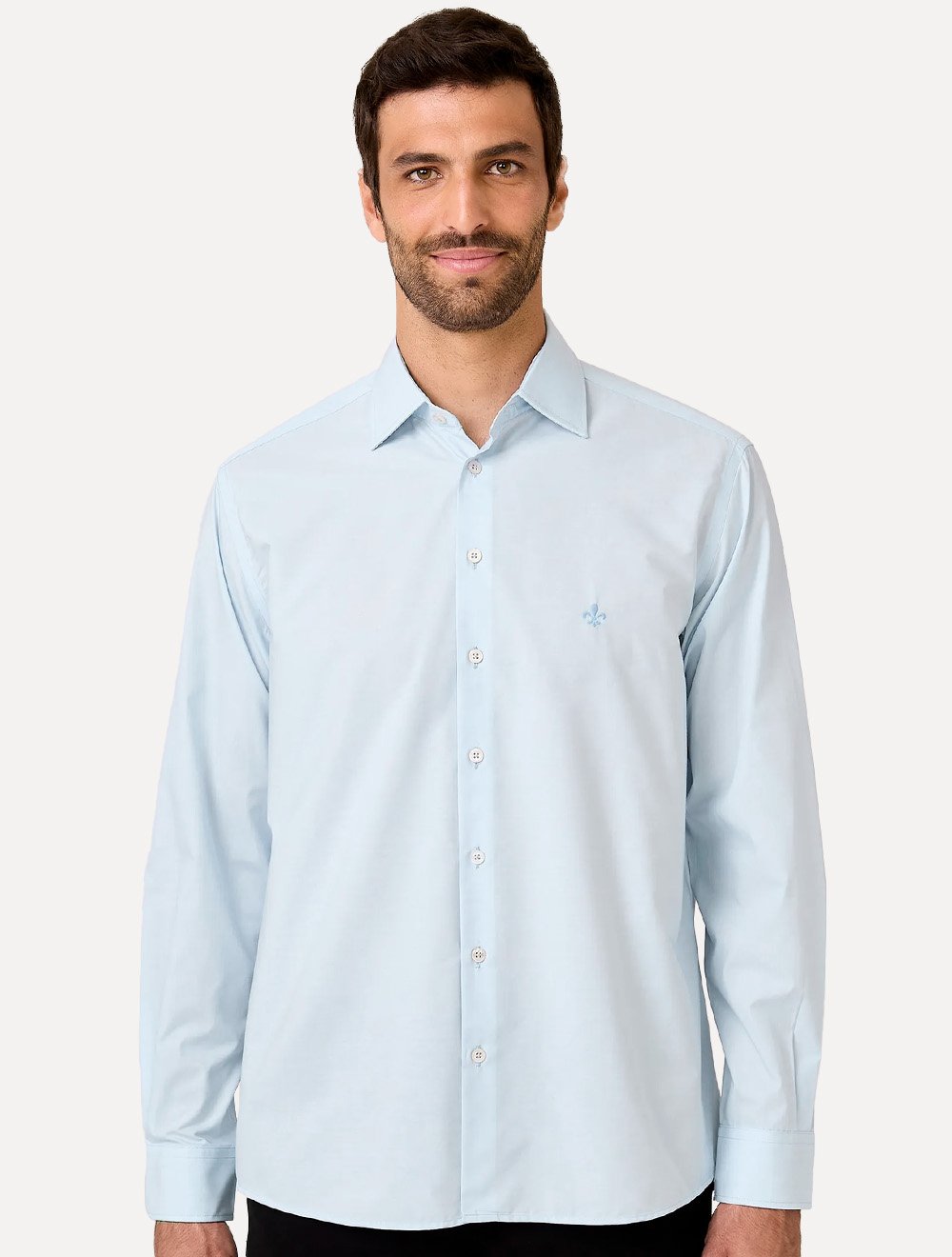 Camisa Dudalina Masculina Comfort Superfine Cotton Mono Logo Azul Claro ...
