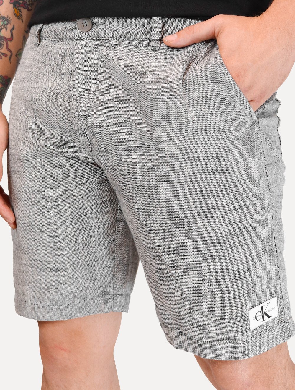 Bermuda Calvin Klein Jeans Masculina Chino Cotton Cinza Mescla | Secret ...