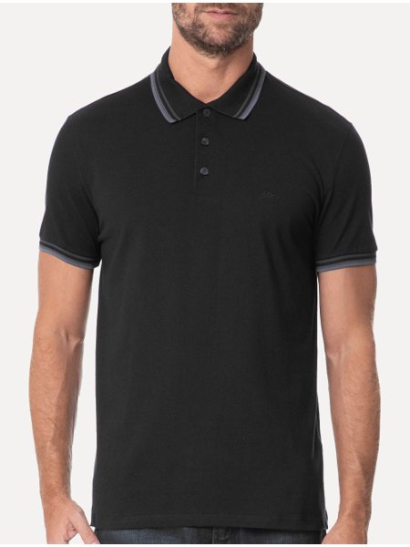 Polo Ellus Masculina Piquet Triple Short Signature Preta | Secret Outlet