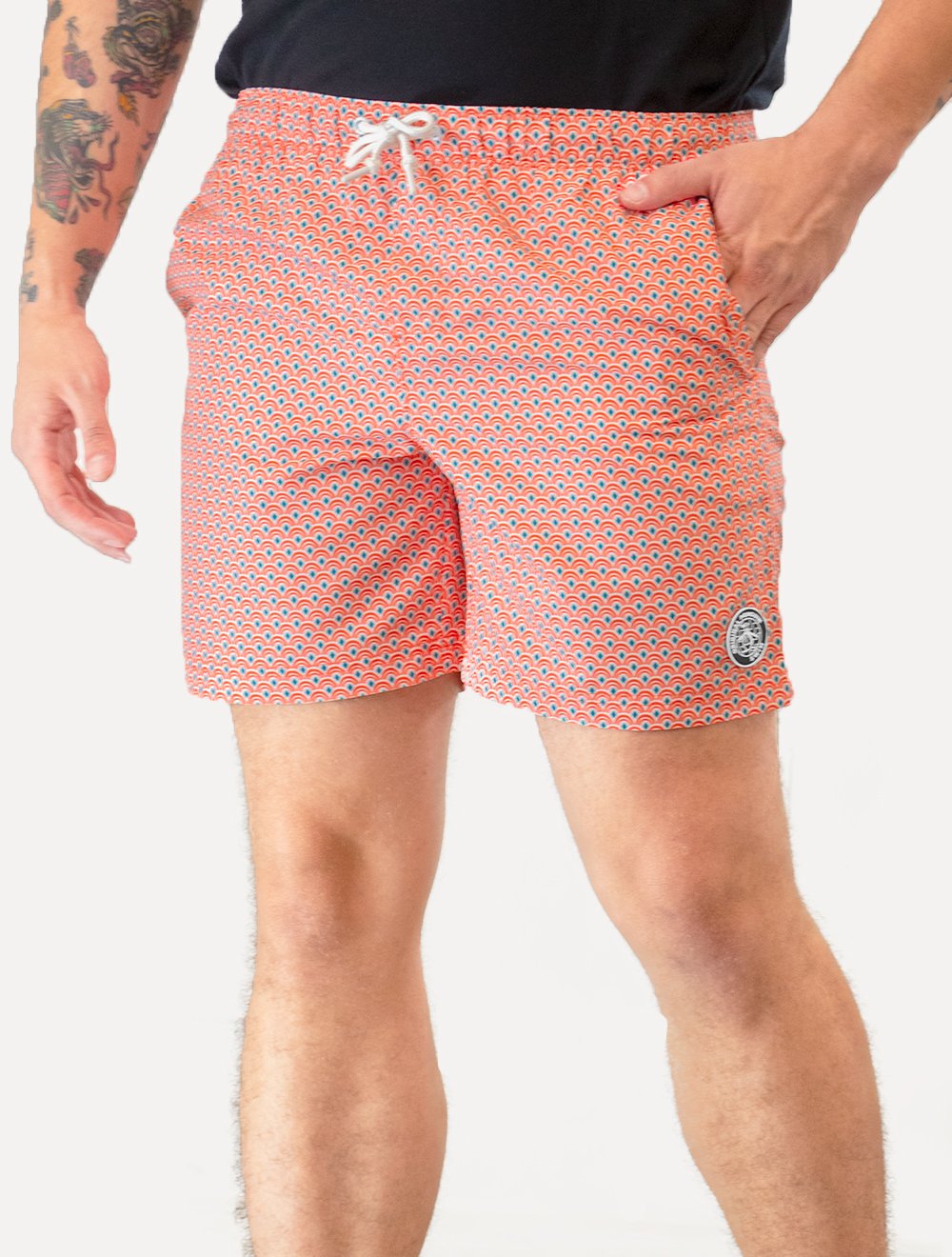 Short Original Penguin Masculino D'Água Ethnic Print Coral | Secret Outlet