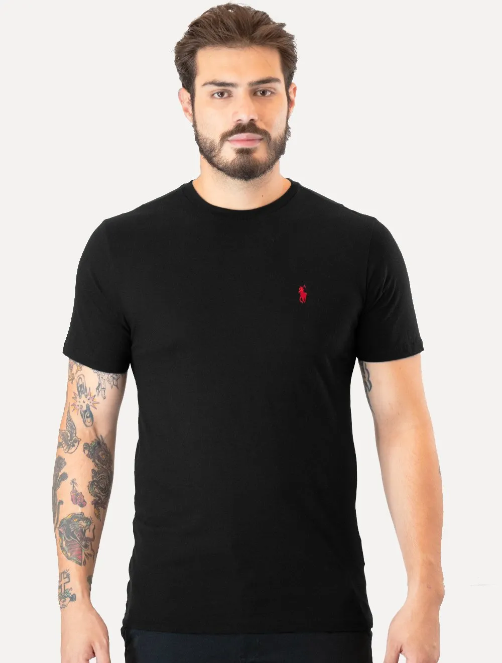 Camiseta Ralph Lauren Masculina Custom Slim Fit Preta | Secret Outlet