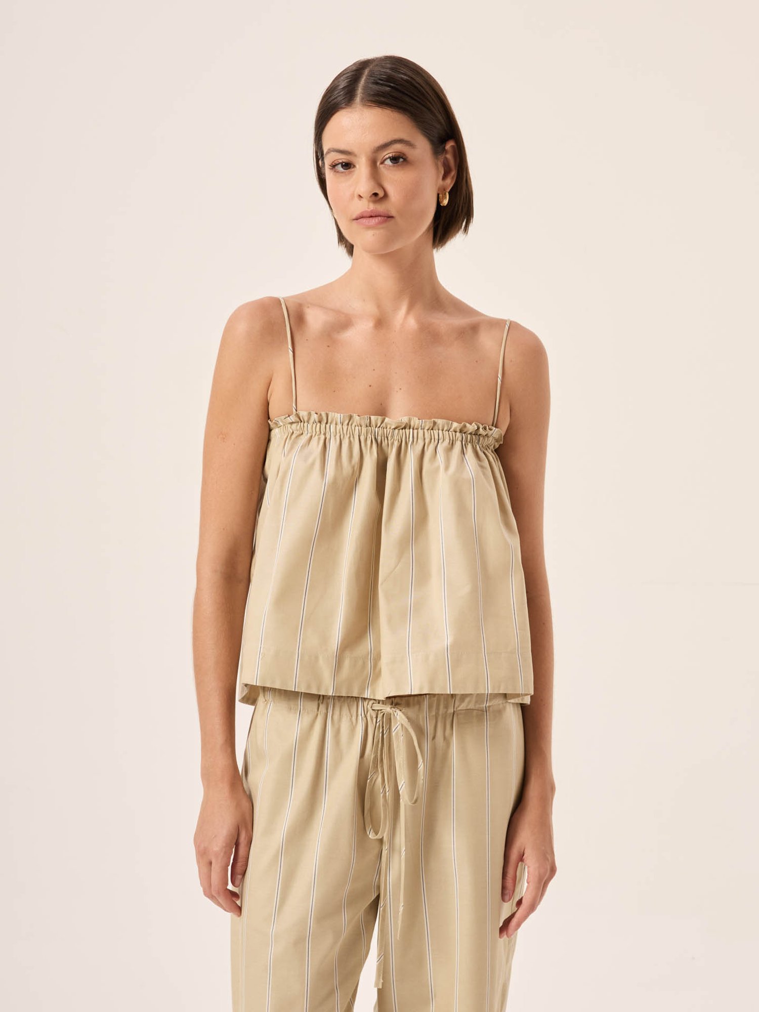 Camisa Ampla Tricoline Listras Brûlée | PANÔ | Resortwear Carioca