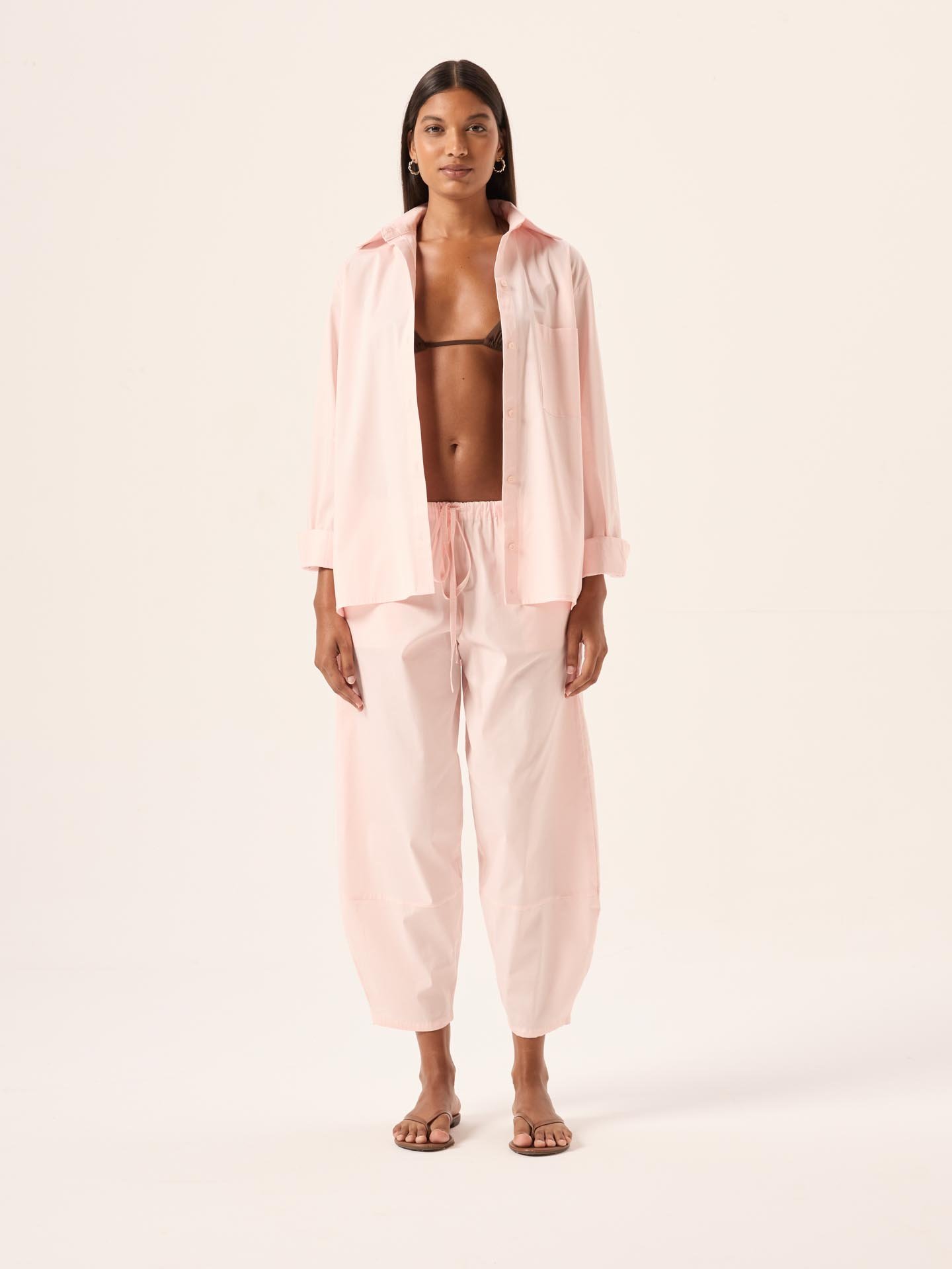 Calça Inês Tricoline Rosa Quartzo | PANÔ | Resortwear Carioca