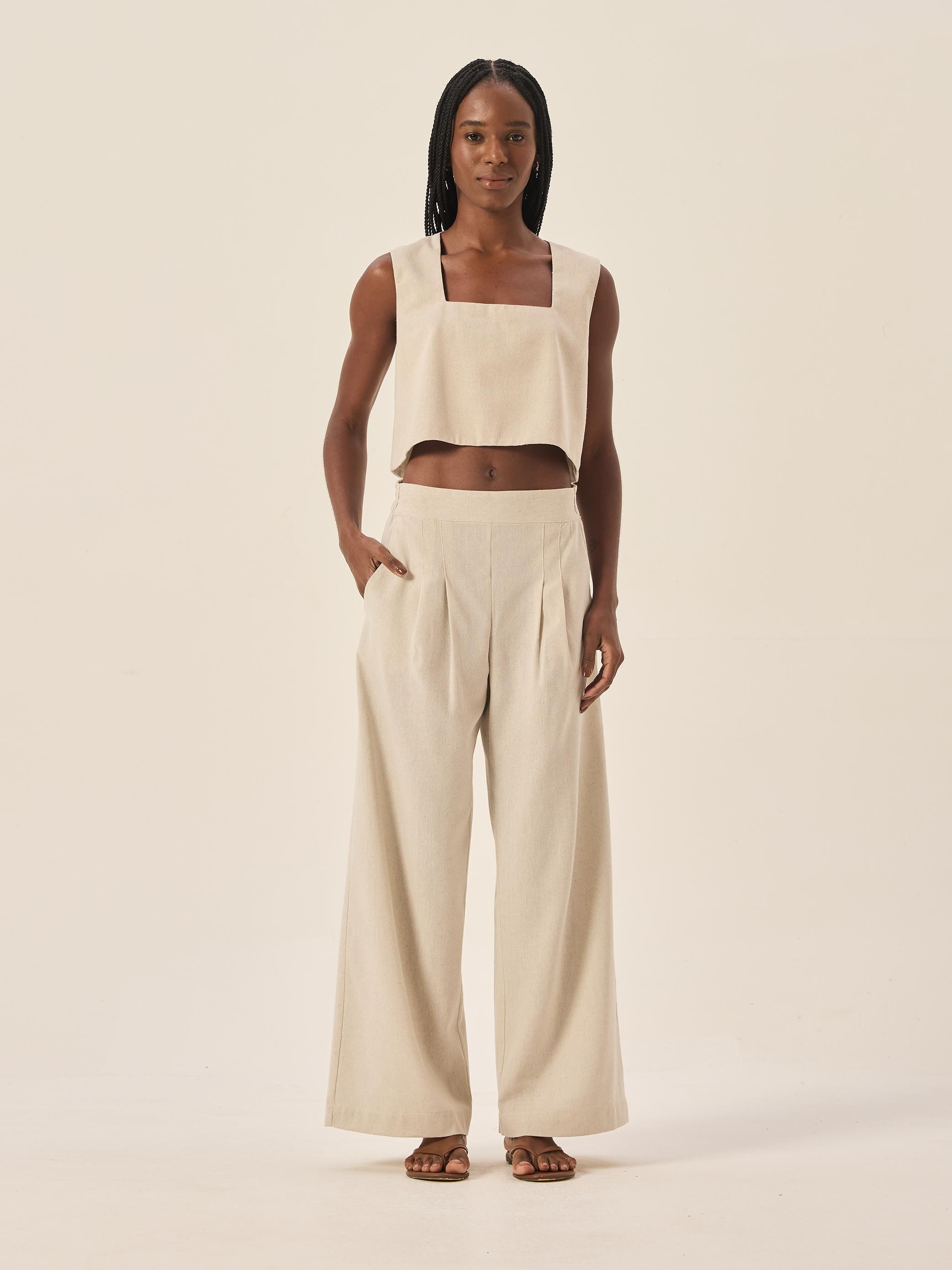 Calça Campana Linho Natural | PANÔ | Resortwear Carioca