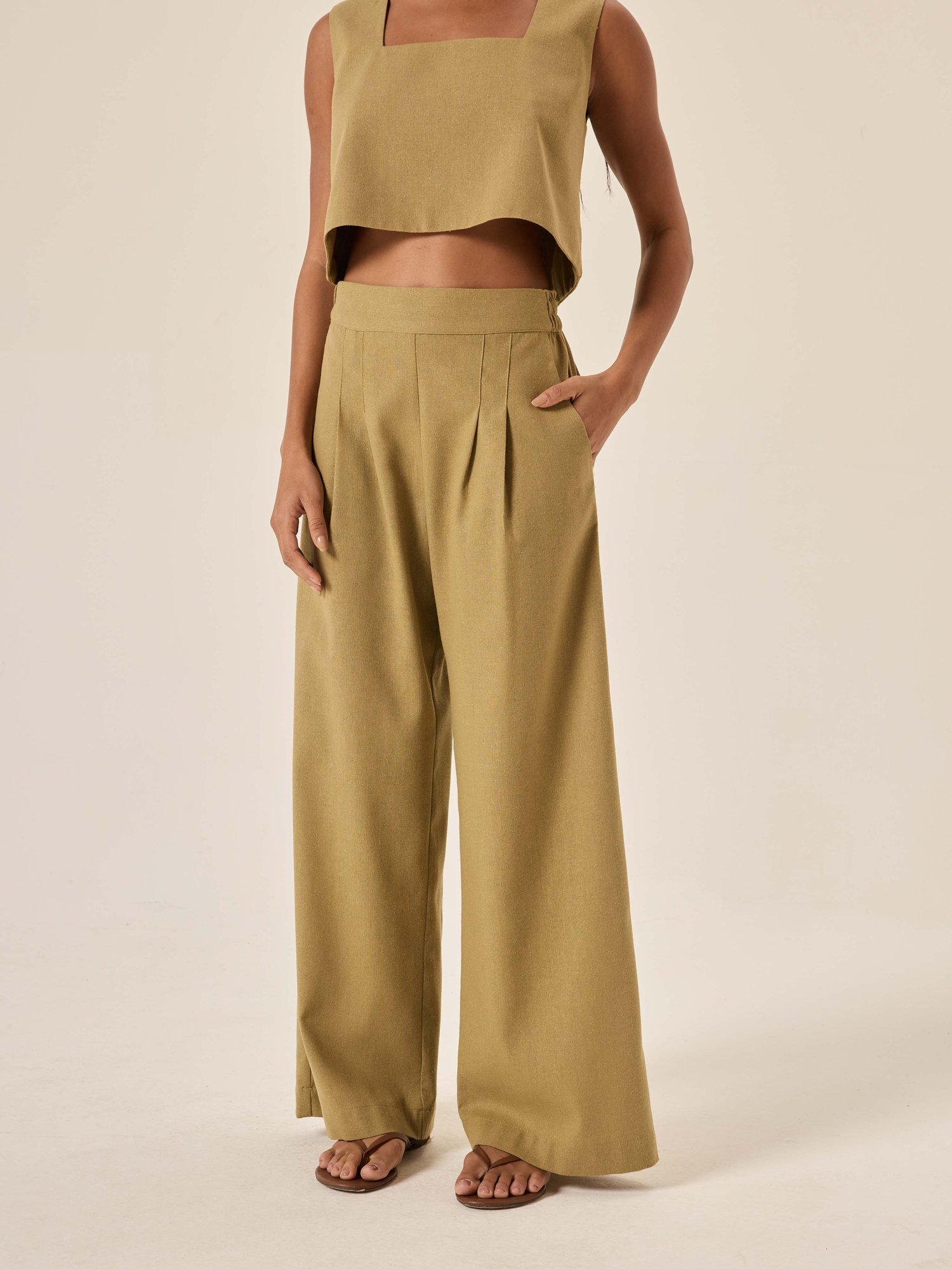 Calça Campana Linho Oregano | PANÔ | Resortwear Carioca