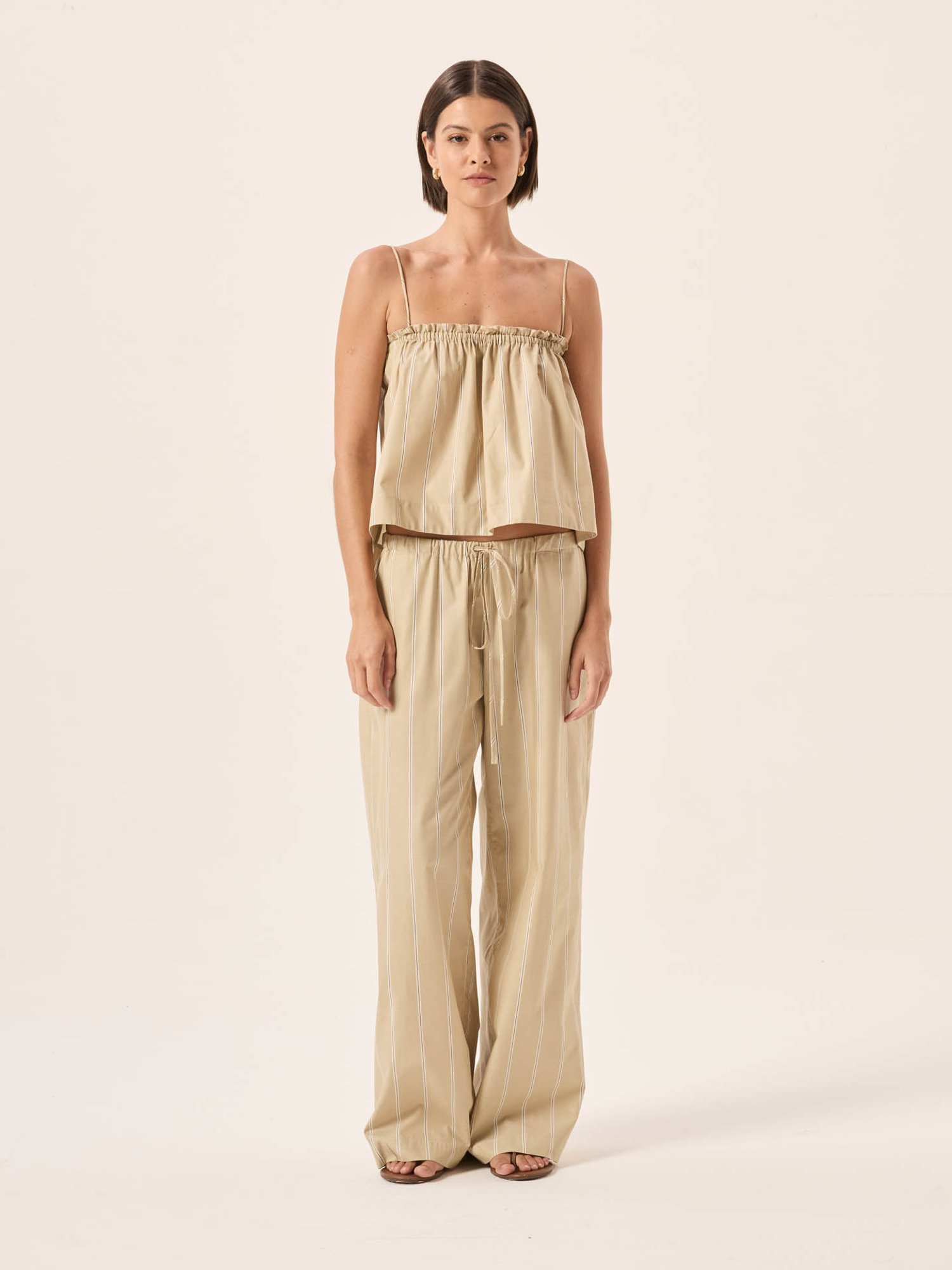 Camisa Ampla Tricoline Listras Brûlée | PANÔ | Resortwear Carioca