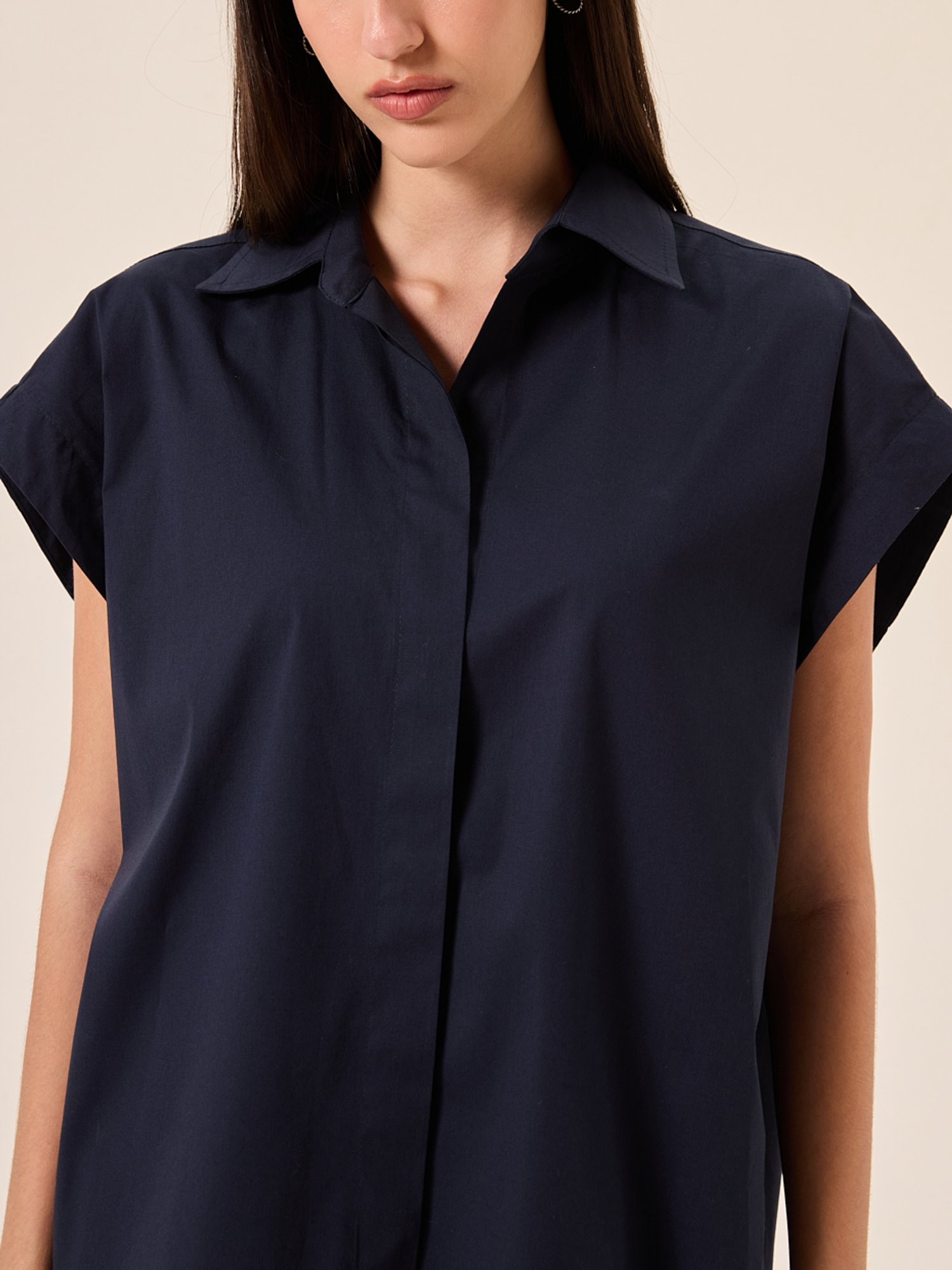 Camisa Sem Manga Tricoline Marinho | PANÔ | Resortwear Carioca