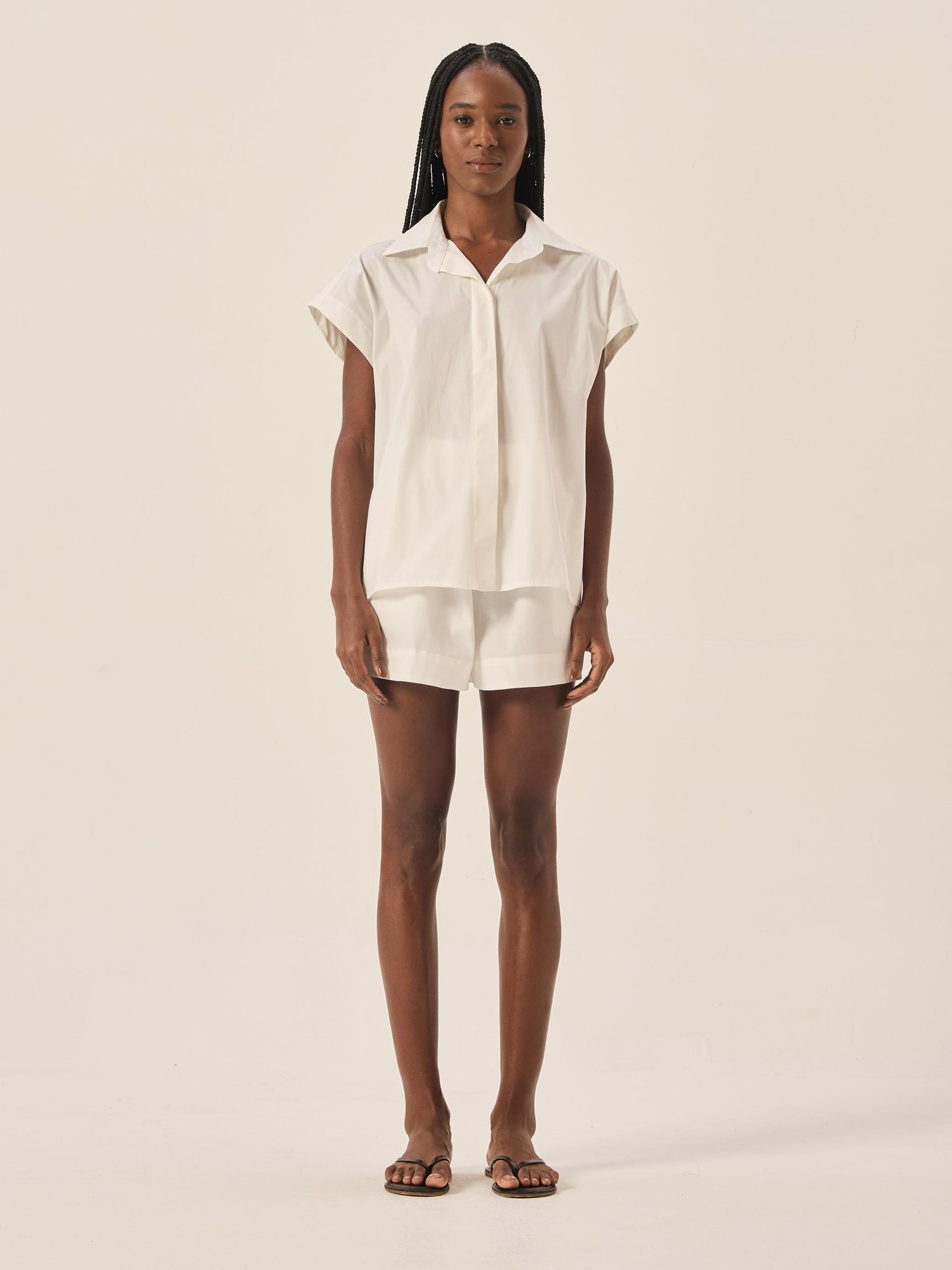 Blusa Alça Tricoline Listras Brulée | PANÔ | Resortwear Carioca