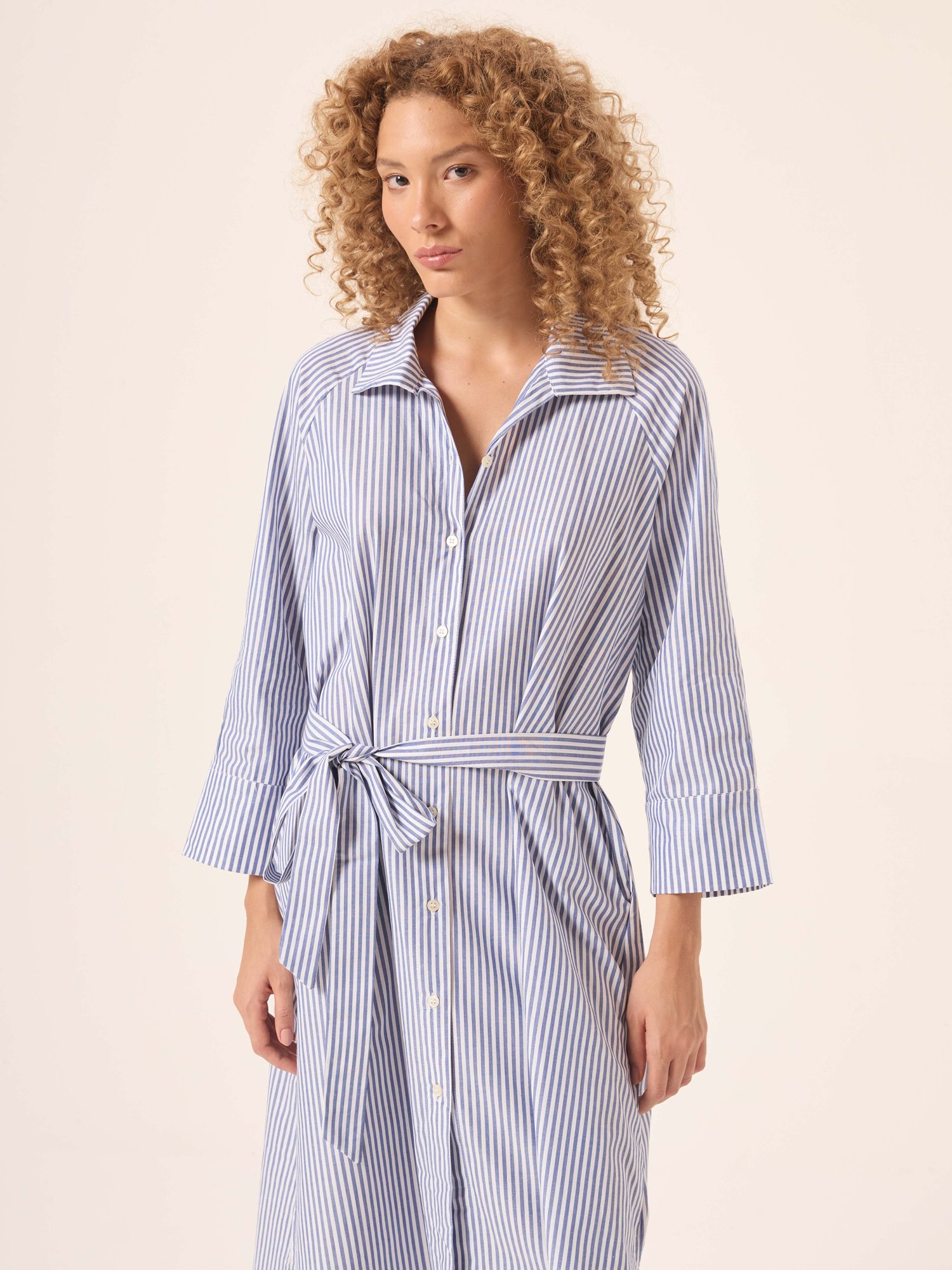 Chemise Ana Tricoline Listras Navy | PANÔ | Resortwear Carioca