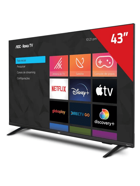 Smart TV 43" AOC LED Roku WiFi Full HD USB HDMI | Knaytec Tecnologia
