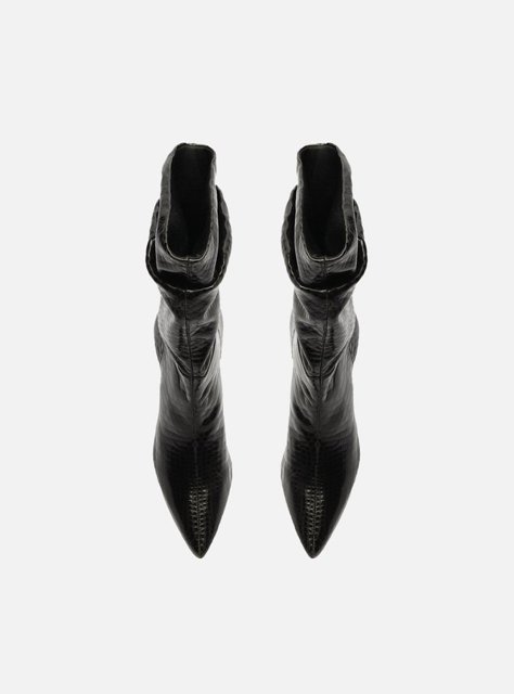 Bota Arezzo Snake Salto Alto Fino Preto Feminino | Passo a Passo Calçados