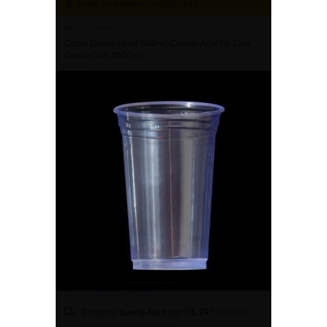 Copo de 440ml PP plástico transparente liso descartável marca Copozan caixa com 1000 unidades ...