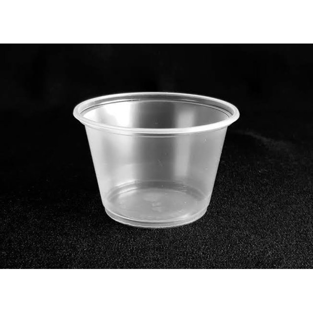 Pote de 100ml PS plástico transparente liso descartável marca Copozan caixa com 2000 unidades ...